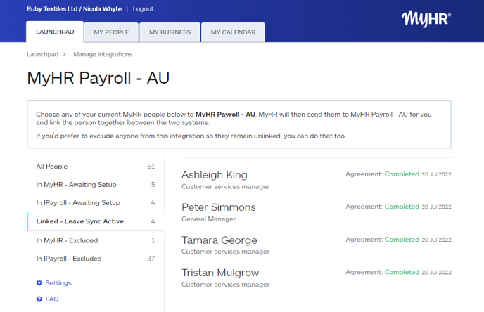 How to set up your MyHR Payroll AU + MyHR Integration